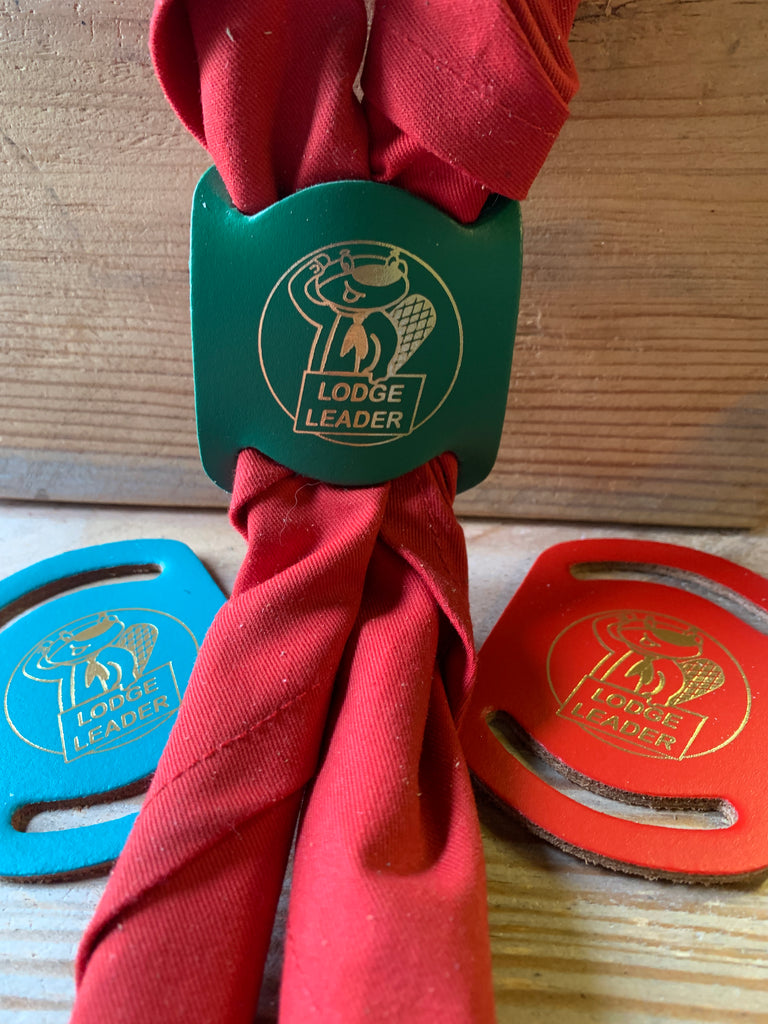 Large LODGE LEADER Beaver Scout UK woggle| Gold printed leather Beaver ...
