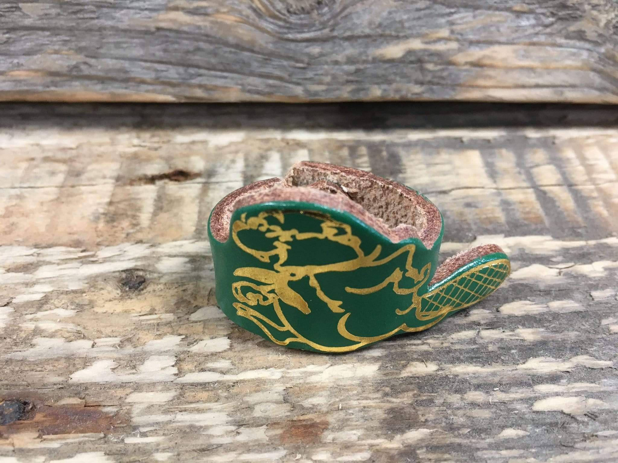 RUNNING BEAVER leather Scout Woggle with gold print| Handmade Scout Wo ...