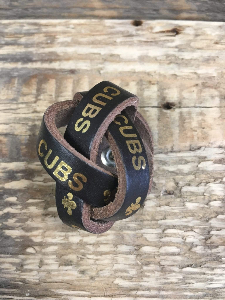 Leather Scout Woggle| Leather Cub Scout Woggle - Plaited and Gold Prin ...