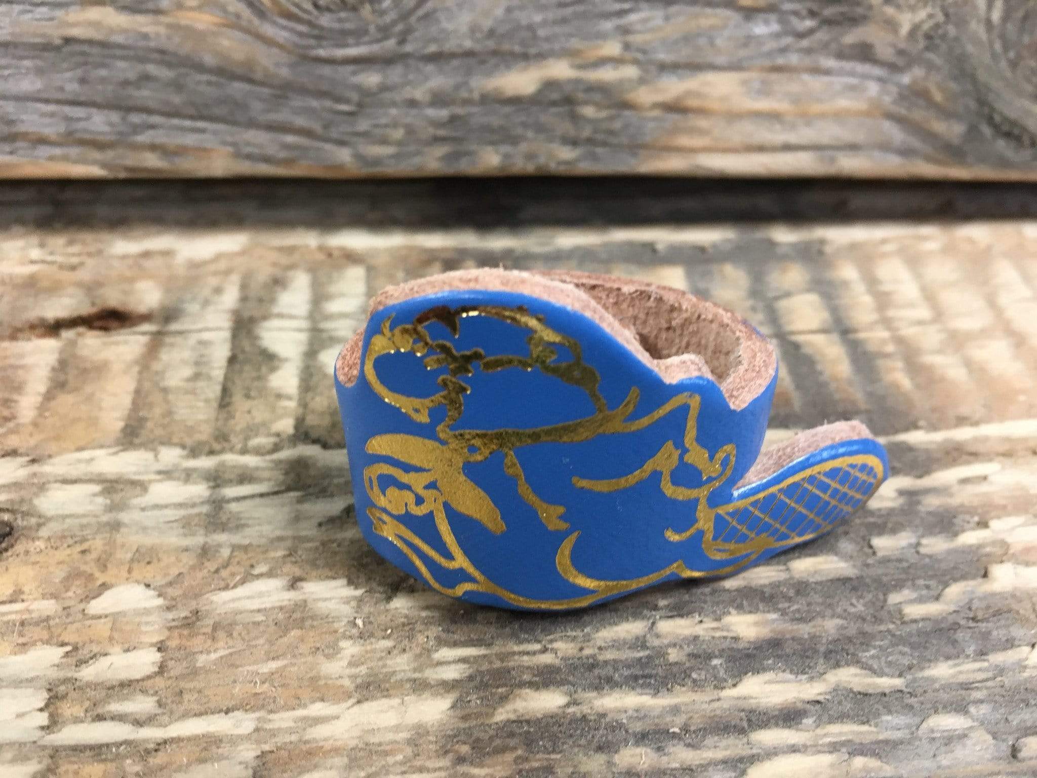 RUNNING BEAVER leather Scout Woggle with gold print| Handmade Scout Wo ...