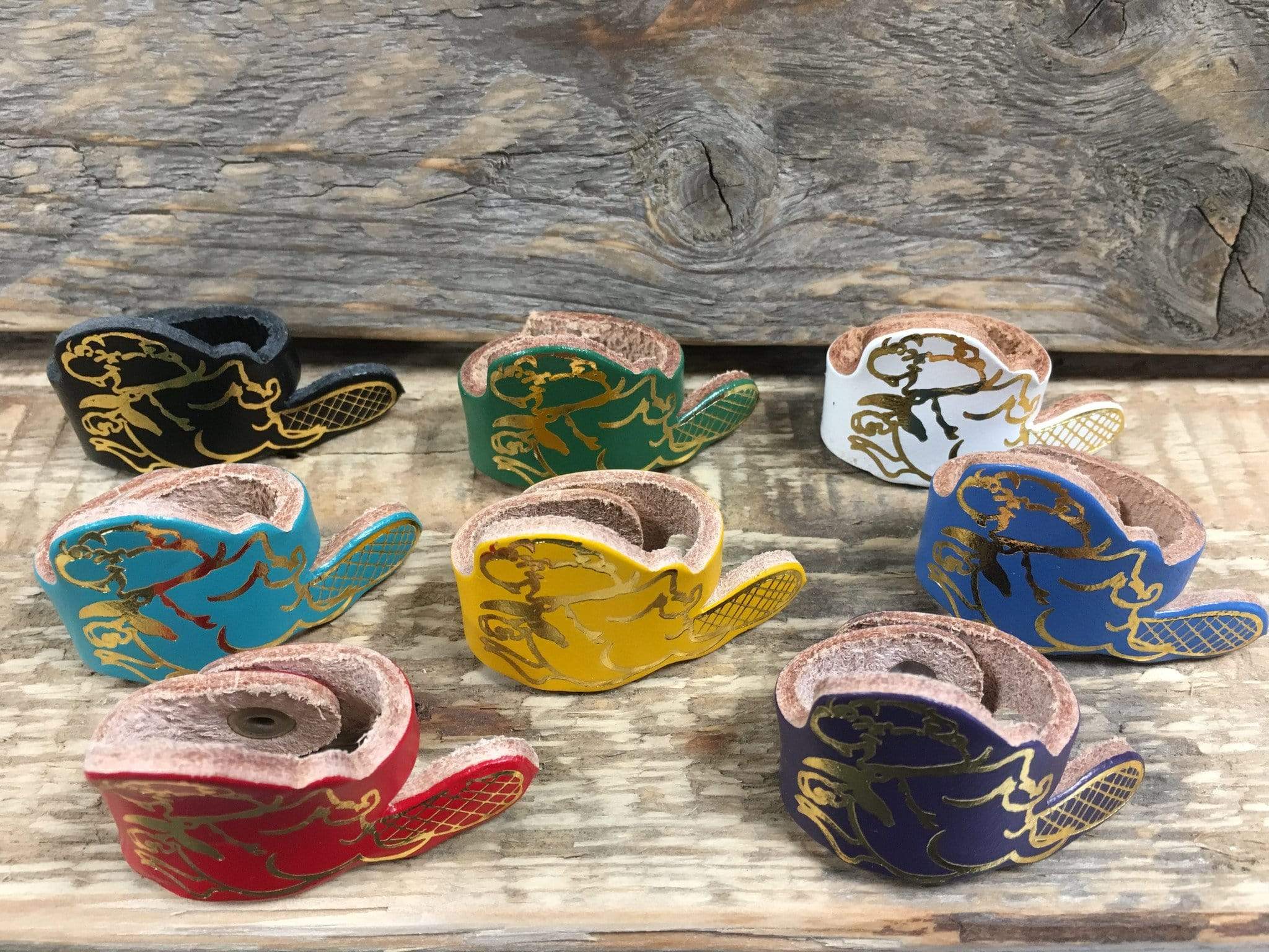 RUNNING BEAVER leather Scout Woggle with gold print| Handmade Scout Wo ...