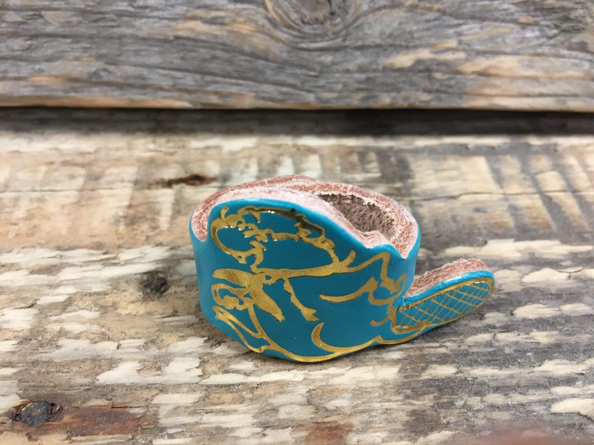 RUNNING BEAVER leather Scout Woggle with gold print| Handmade Scout Wo ...